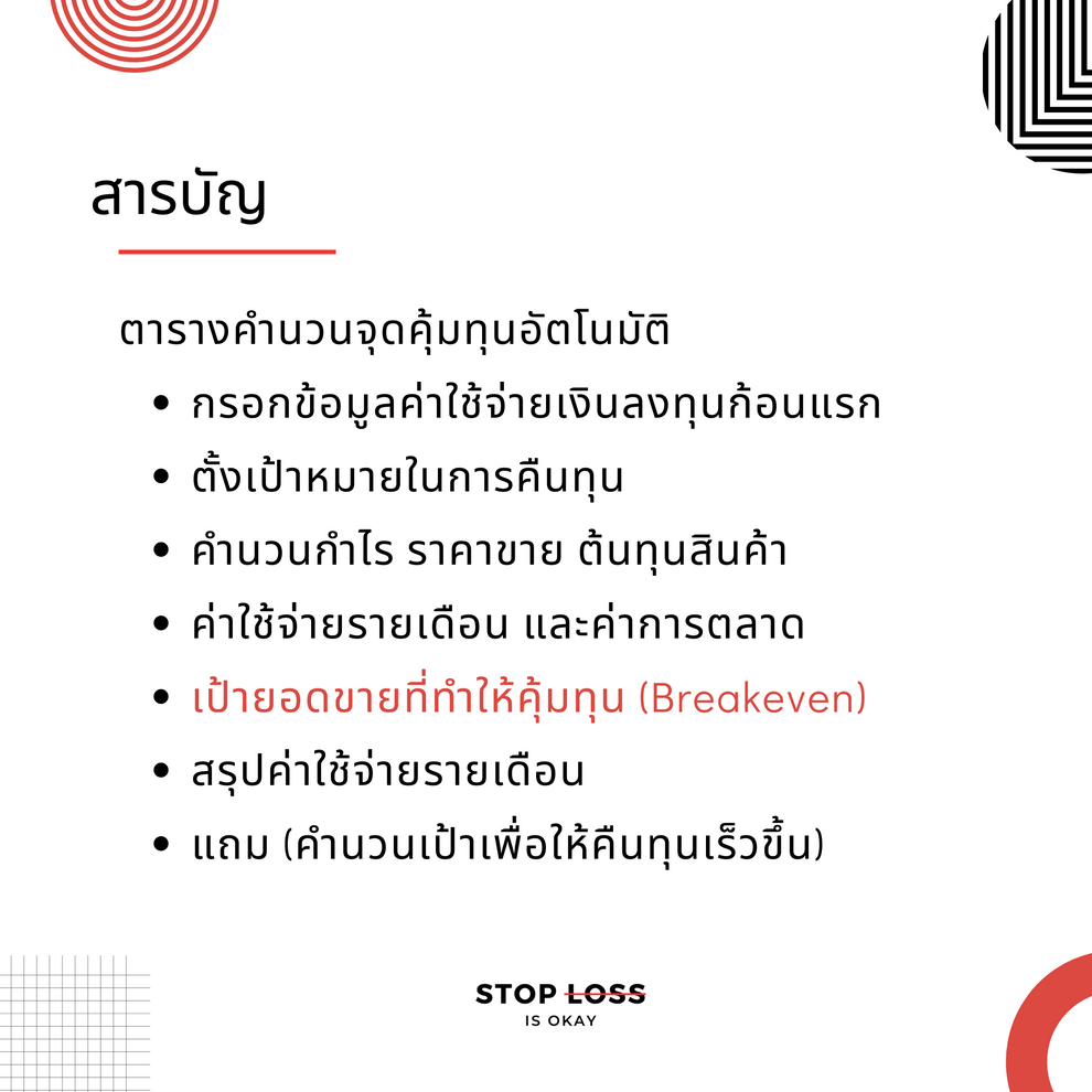 Model #1 | Excel คำนวณกำไร เป้ายอดขาย และ จุดคุ้มทุน – basicmastery.co