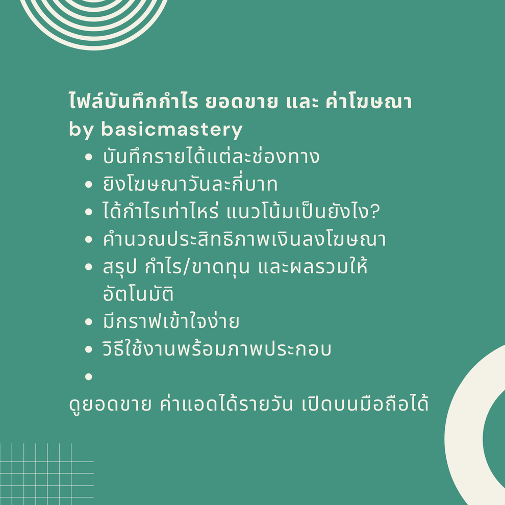 Tracker #1 บันทึกกำไร ยอดขาย ค่าโฆษณา สรุปผลง่าย ให้แบรนด์ปัง by basic – basicmastery.co